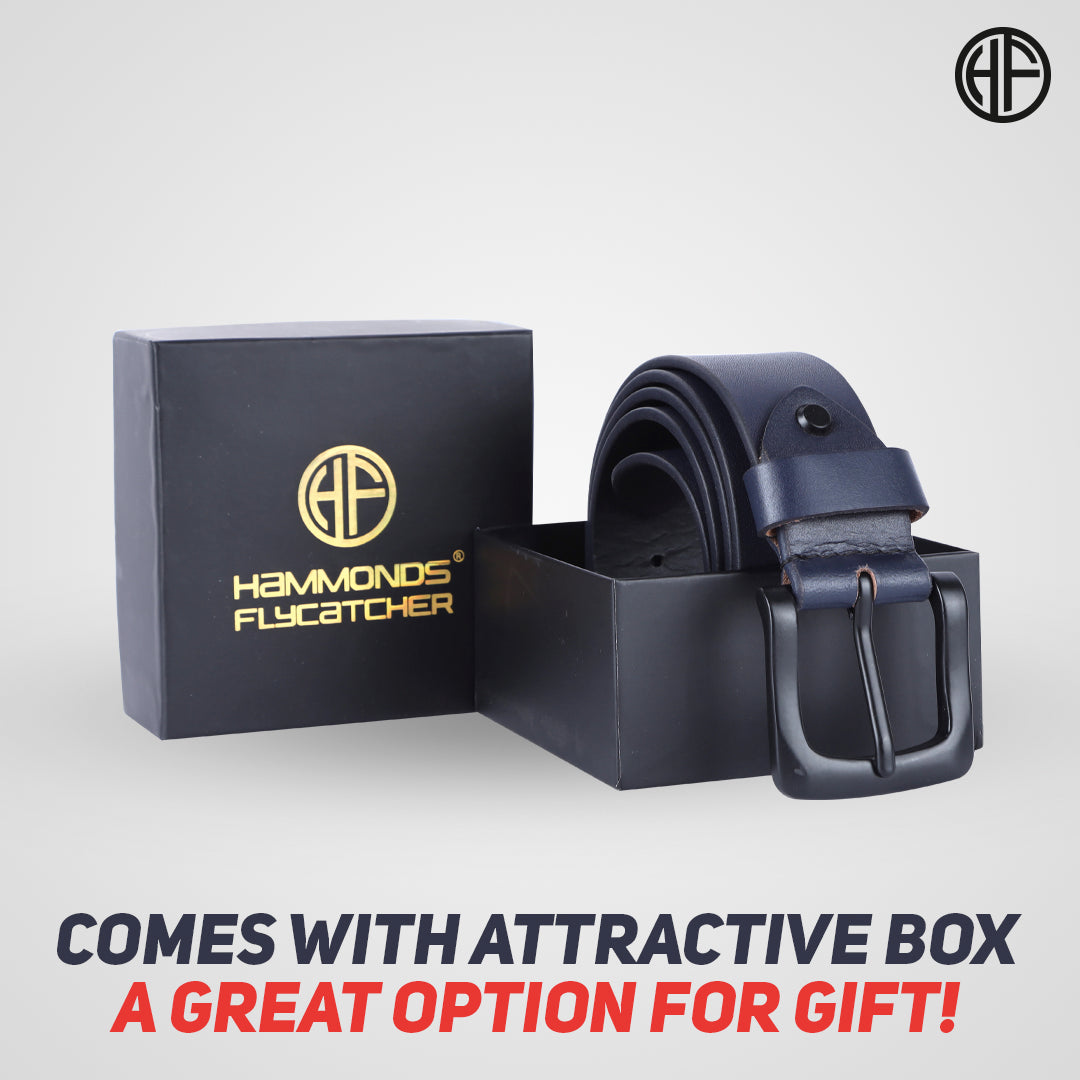 Premium Pure Leather Belt for Men - Fits Waist Sizes 28-46, 1.5 Inch W